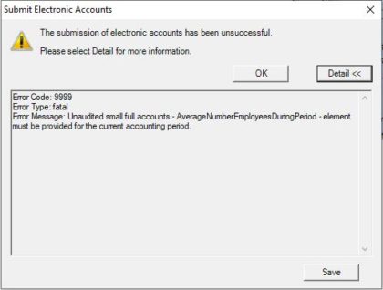 Error code - 9999 Error type fatal Error message: Unaudited small full accounts ...