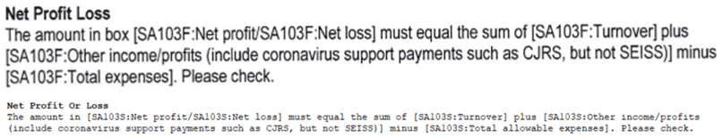 Personal Tax- Net profit loss: SA103F(S) equal sum of SA103F(S ...